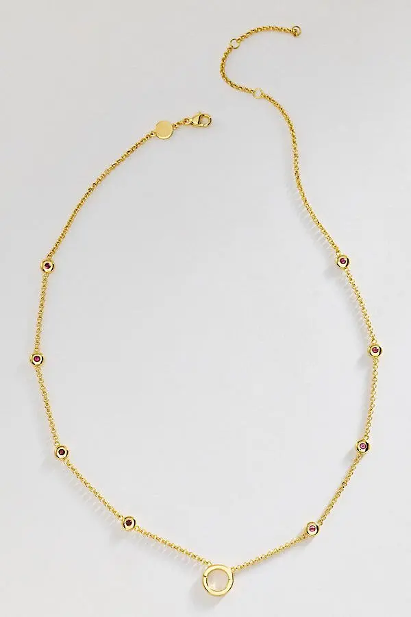 GOLDBUG COLLECTION Bezel Charm Necklace - Pink