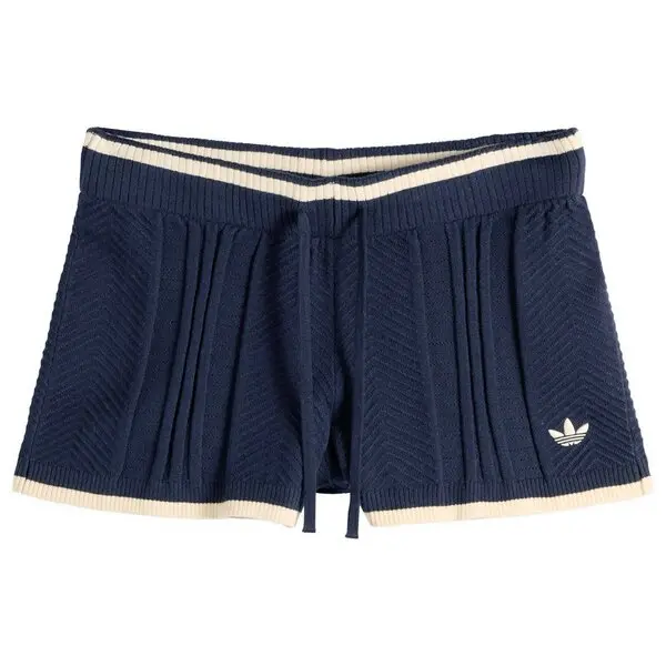 Adidas Knit Shorts With Embroidered Branding - Night Indigo