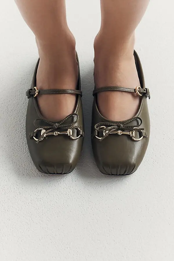 Maeve Horsebit Mule Ballet Flats - Green