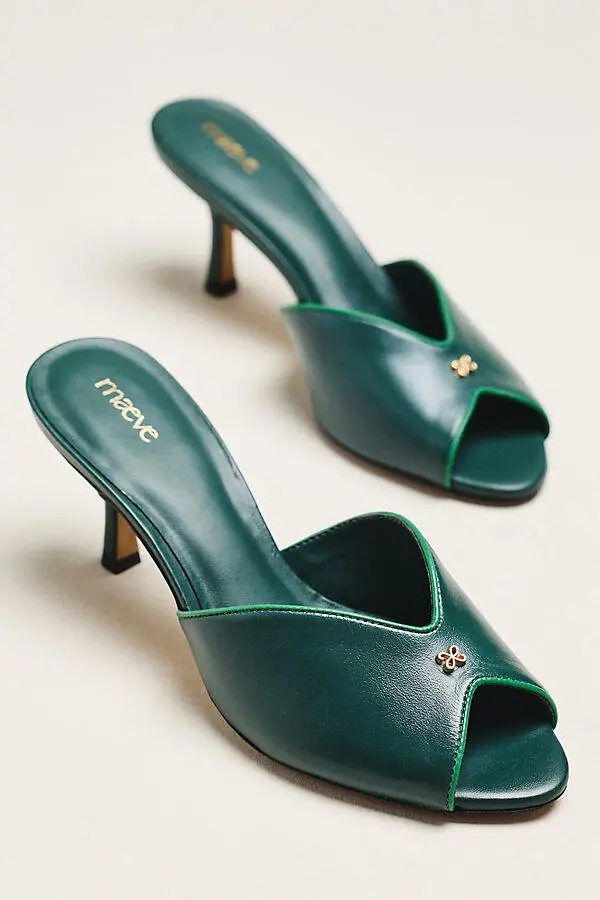 Maeve Peep-toe Kitten Heels - Green