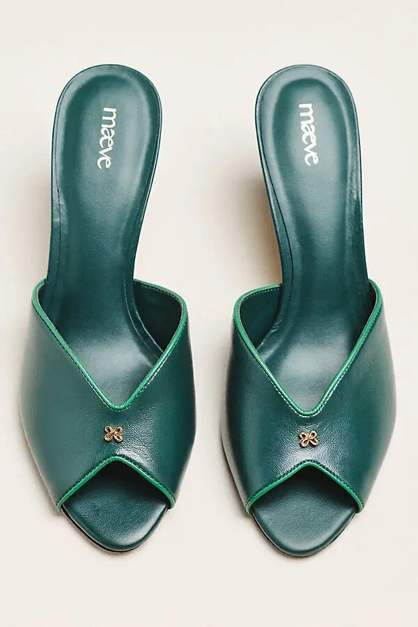Maeve Peep-toe Kitten Heels - Green