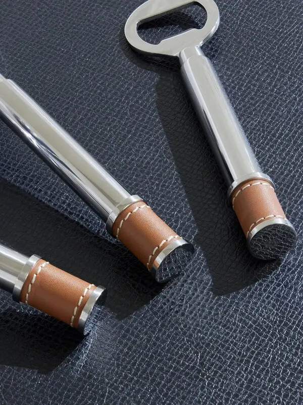 Ralph Lauren Wyatt Leather-trimmed -tone Bar Tool Set