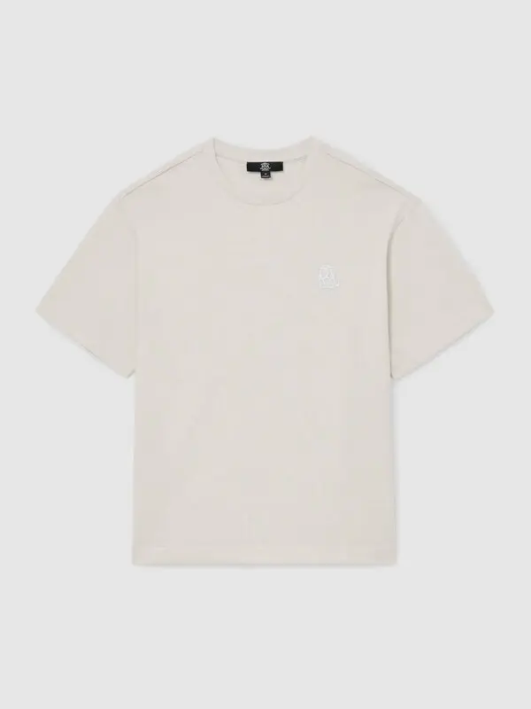 REISS Rainer Monogram Embroidered Relaxed-fit T-shirt