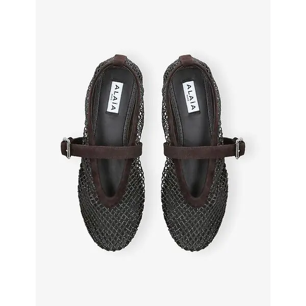 Alaïa Mesh And Leather Ballerina Flats