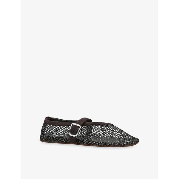 Alaïa Mesh And Leather Ballerina Flats