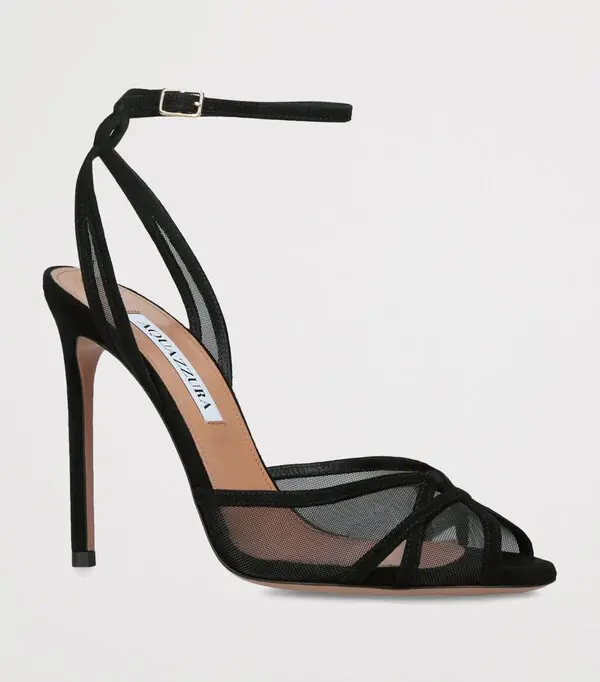 AQUAZZURA Suede Shear Heeled Sandals 105
