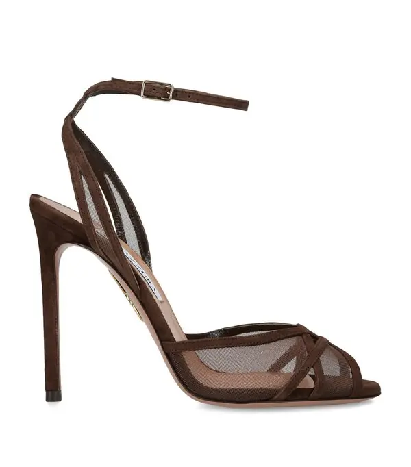 AQUAZZURA Suede Shear Heeled Sandals 105