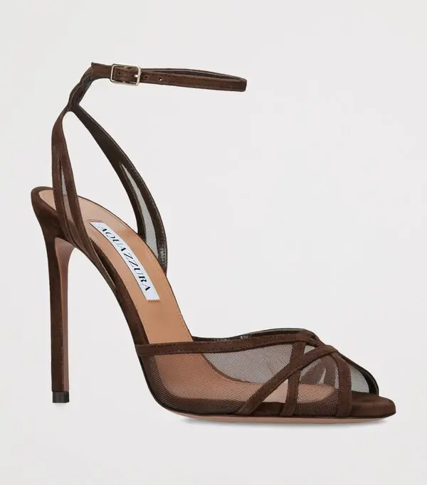 AQUAZZURA Suede Shear Heeled Sandals 105