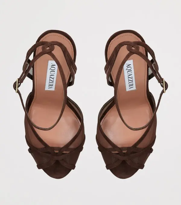 AQUAZZURA Suede Shear Heeled Sandals 105