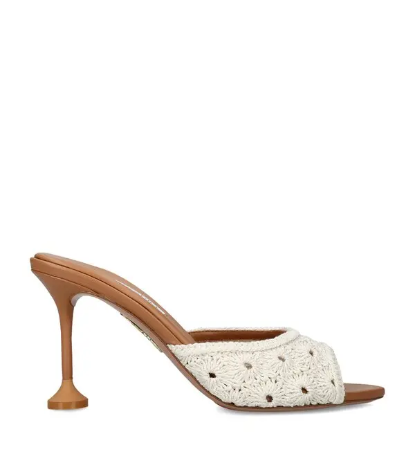 AQUAZZURA Woven Loom Mules 85 - White