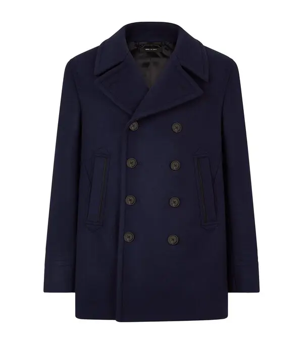 TOM FORD Wool Pea Coat - Navy