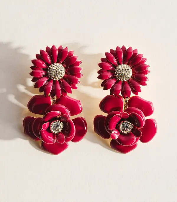 Carolina Herrera Embellished Floral Clip-on Earrings - Pink
