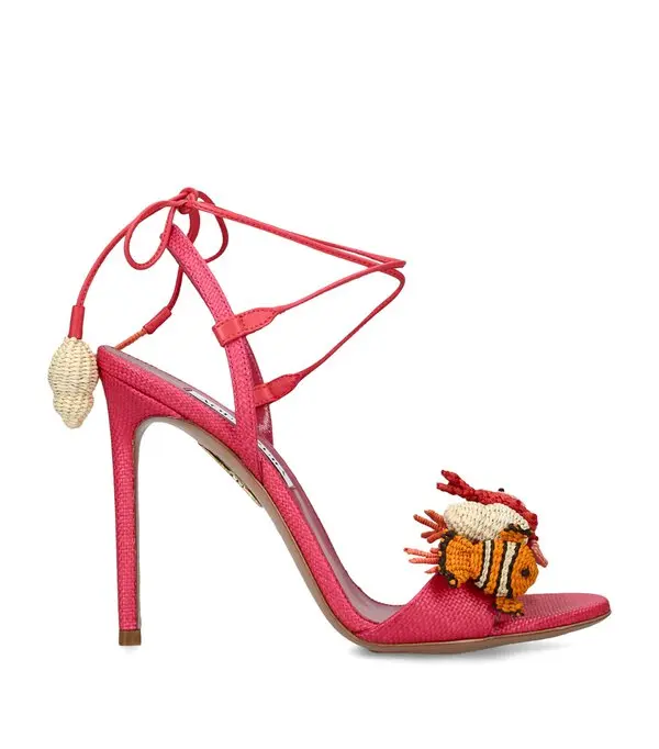 AQUAZZURA Raffia Marea Slingback Sandals - Pink