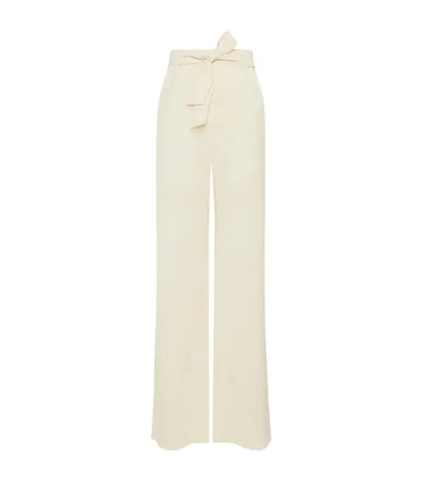 Max Mara Virgin Wool Wide-leg Trousers - Ivory
