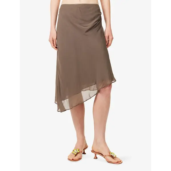 Bec & Bridge Samantha Asymmetric Georgette Midi Skirt