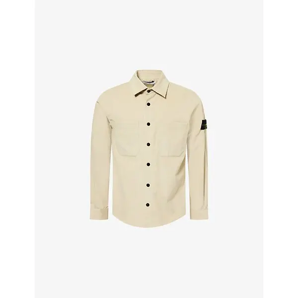Stone Island Micro-corduroy Compass-badge Cotton Shirt - Sand