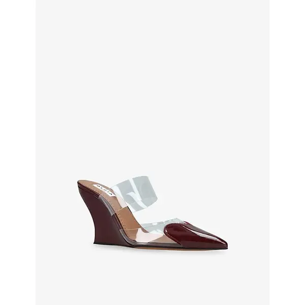 Alaïa Le Coeur 90 Patent-leather And Pvc Wedge Mules - Red/dark