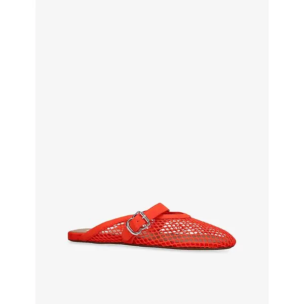 Alaïa Fishnet Mesh Leather Mules - Orange
