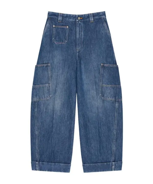 Givenchy Paris Cocoon Cropped Cargo Jeans - Medium Blue
