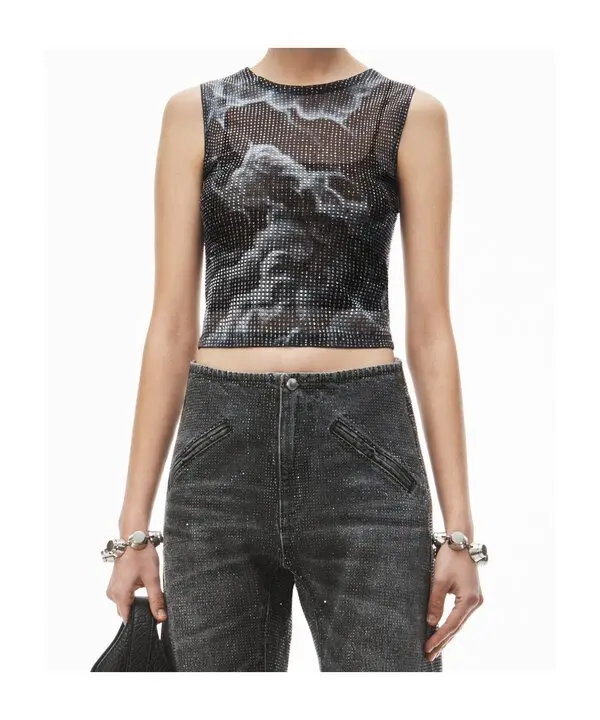Alexander Wang Embellished Cloud Print Tank Top
