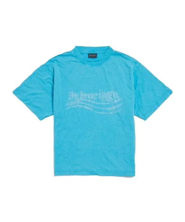 Balenciaga Washed Crayon Political T-shirt - Azure