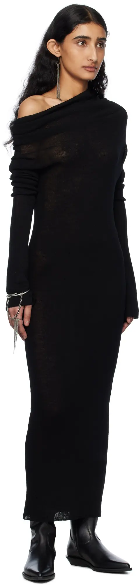 ANN DEMEULEMEESTER High Neck Dropped Shoulder Knitted Dress