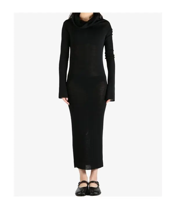 ANN DEMEULEMEESTER High Neck Dropped Shoulder Knitted Dress