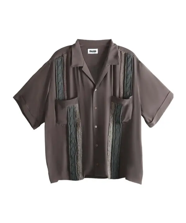 MAGLIANO Cable-knit Panel Shirt - Black