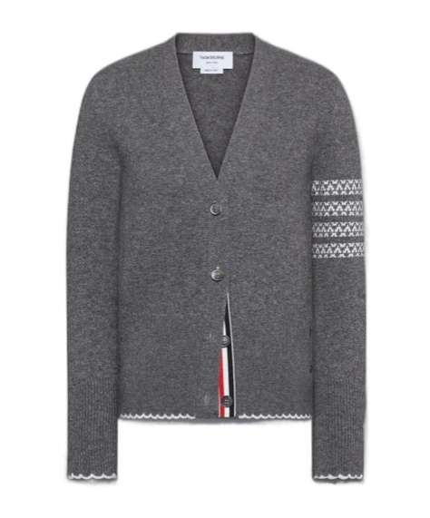 Thom Browne V-neck Buttoned Cardigan With Signature Stripes