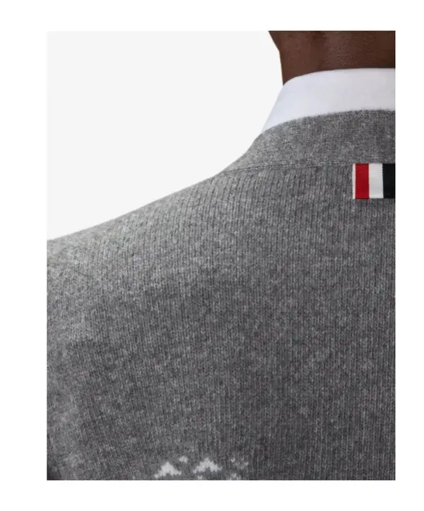 Thom Browne V-neck Buttoned Cardigan With Signature Stripes