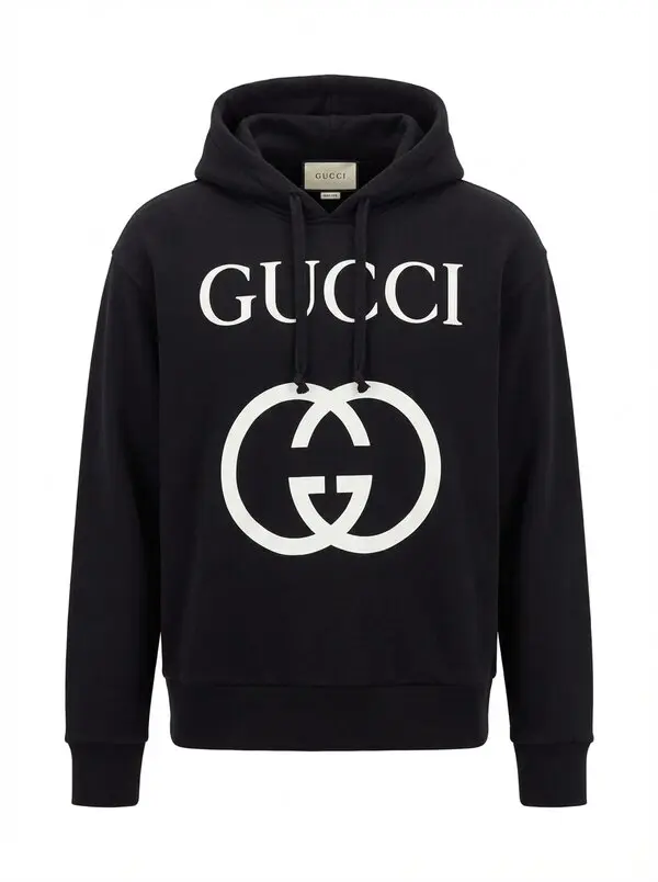 Gucci Gg Logo-print Hoodie - Black