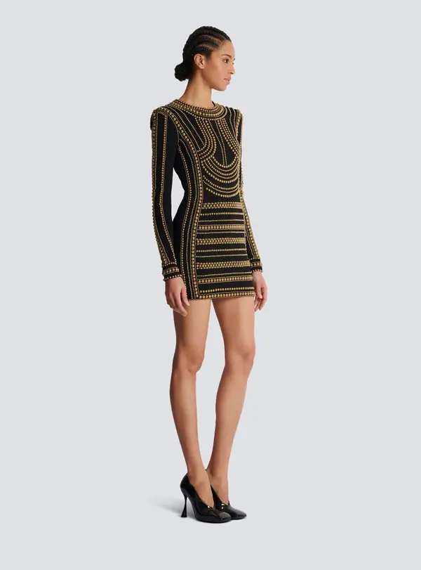 Balmain Short Gold Bead-embroidered Dress