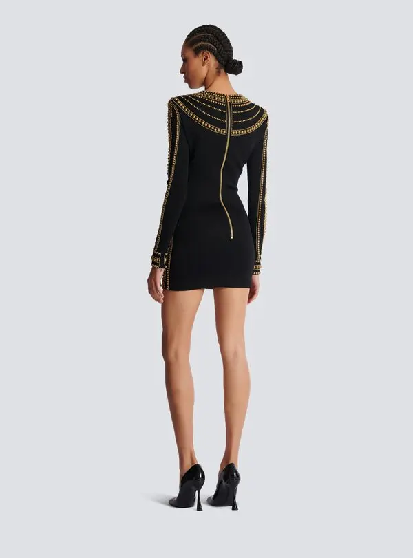 Balmain Short Gold Bead-embroidered Dress