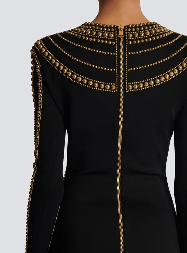 Balmain Short Gold Bead-embroidered Dress