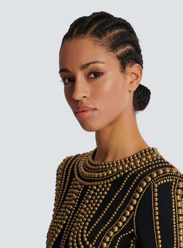 Balmain Short Gold Bead-embroidered Dress