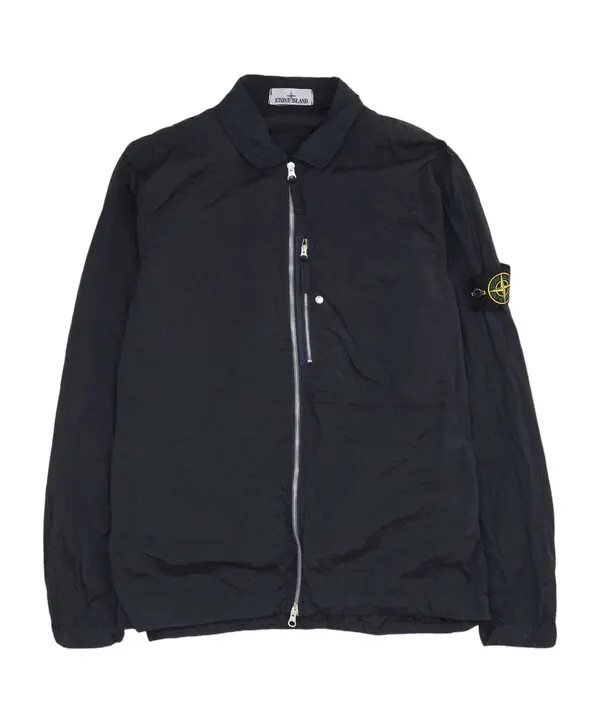 Stone Island Logo Patch Zip-up Overshirt