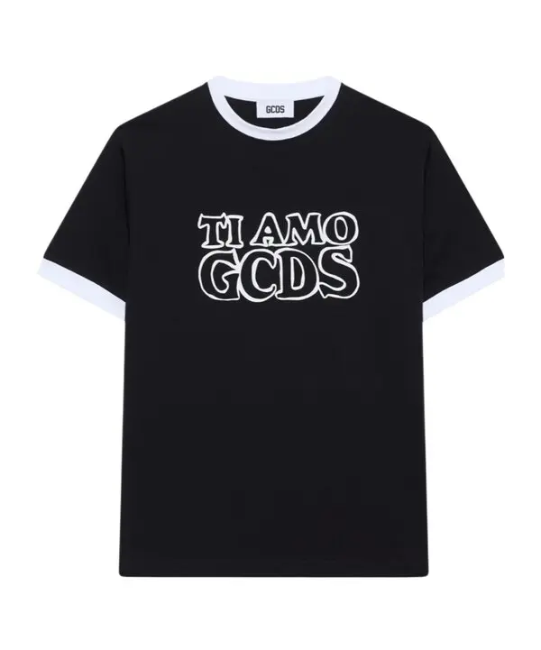 Gcds Crew Neck T-shirt With Graphic Print - Black