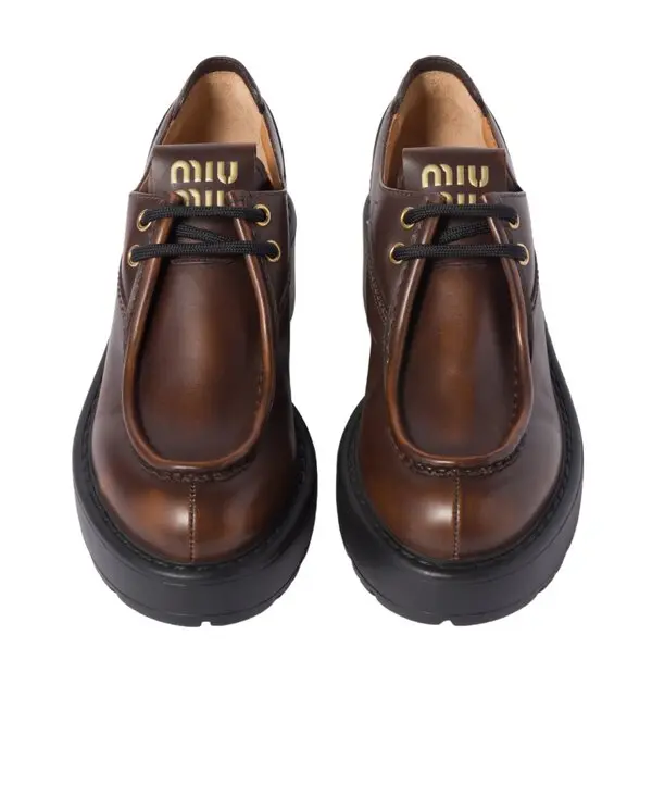 Miu Miu Logo-patch Round-toe Loafers