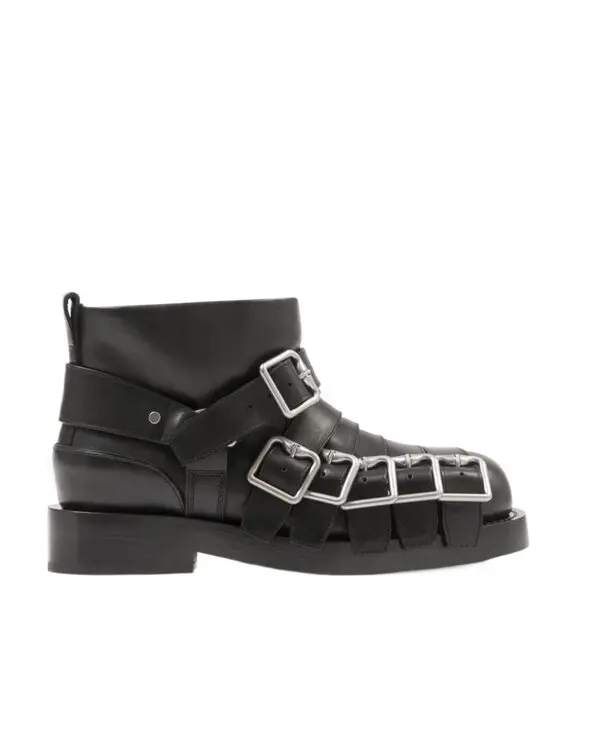 Burberry Buckled Leather Ankle Boots