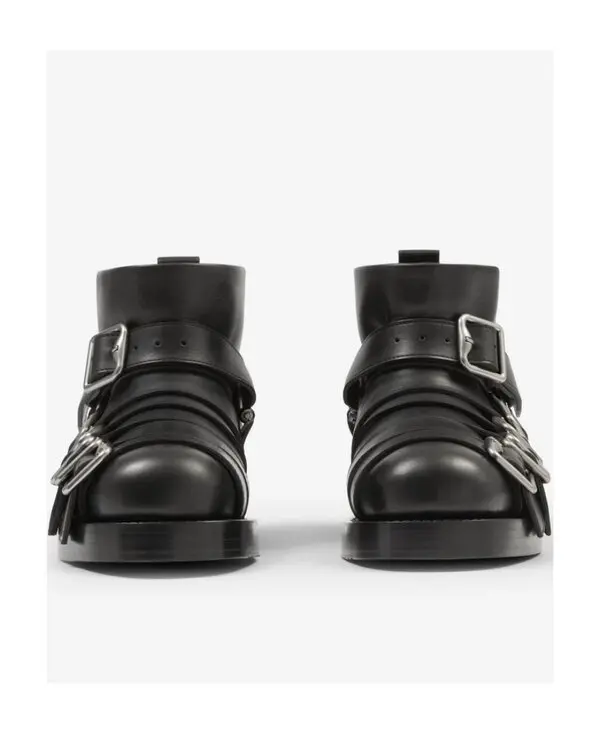 Burberry Buckled Leather Ankle Boots