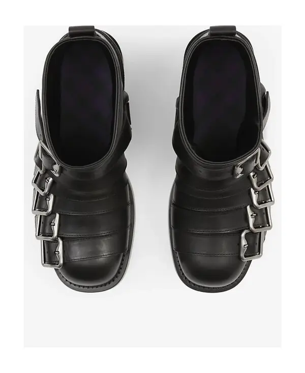 Burberry Buckled Leather Ankle Boots