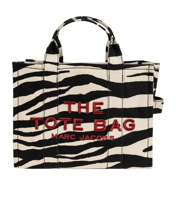 Marc Jacobs Zebra-print Logo Detailed Medium Tote Bag - Black