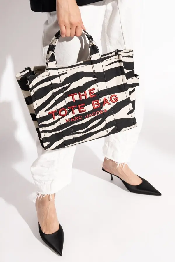 Marc Jacobs Zebra-print Logo Detailed Medium Tote Bag
