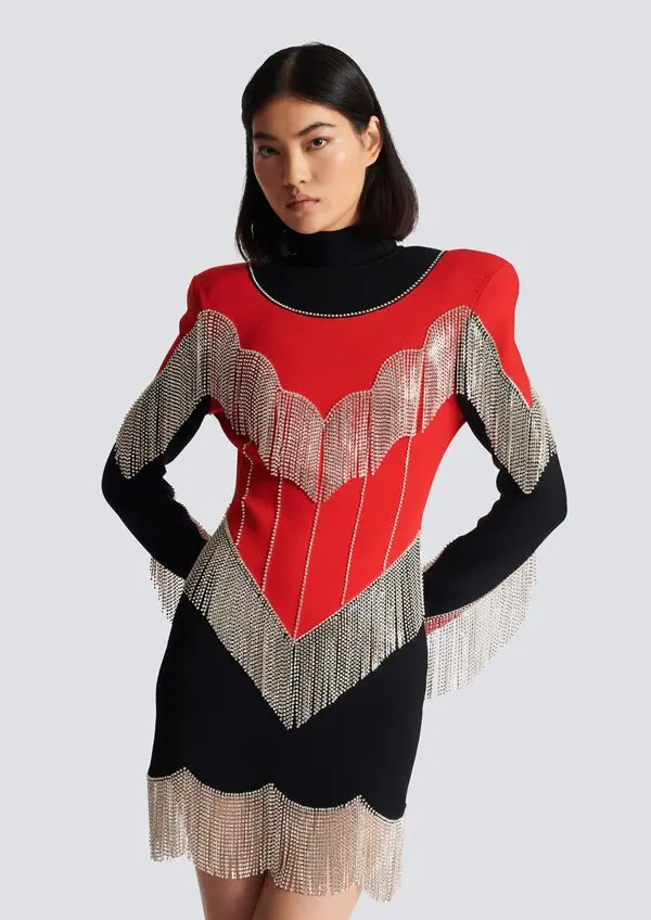 Balmain Fringed Knit Dress
