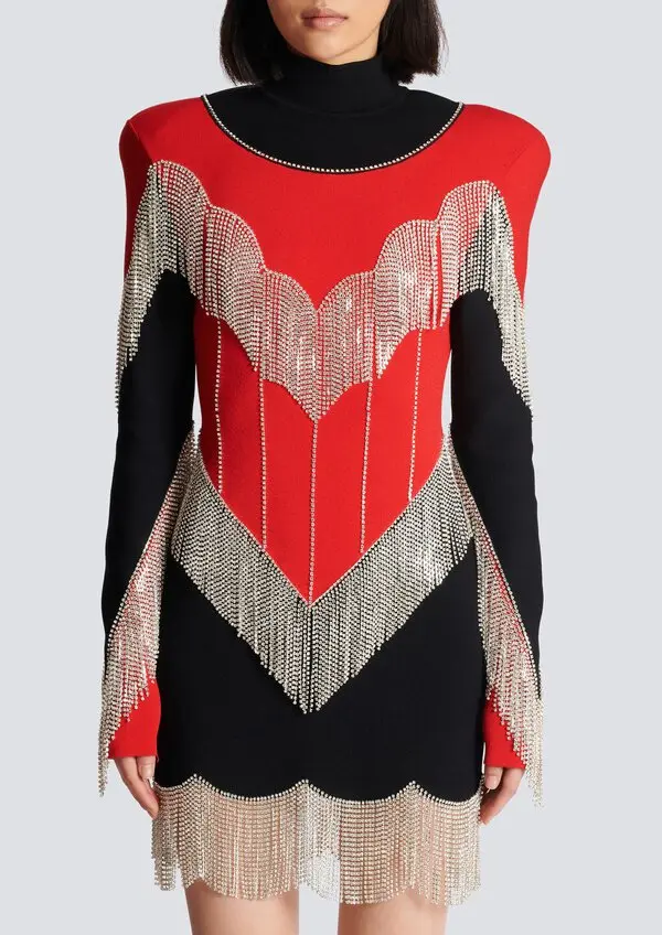 Balmain Fringed Knit Dress