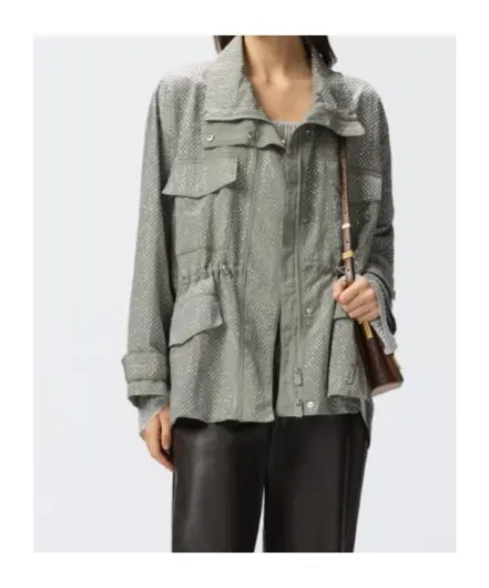 Pinko Embellished Mini Studded Technical Parka