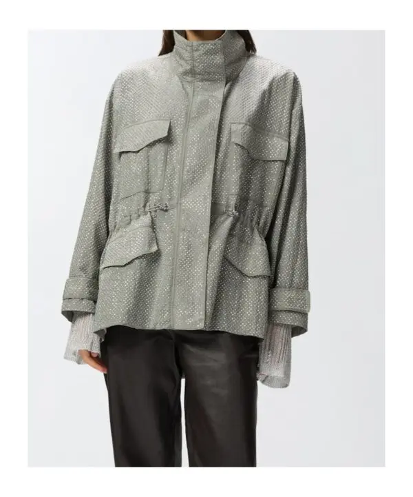 Pinko Embellished Mini Studded Technical Parka