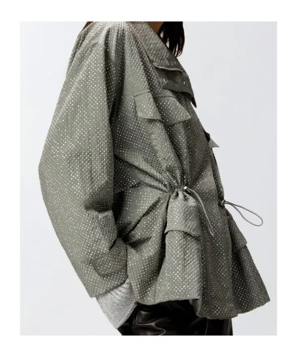 Pinko Embellished Mini Studded Technical Parka