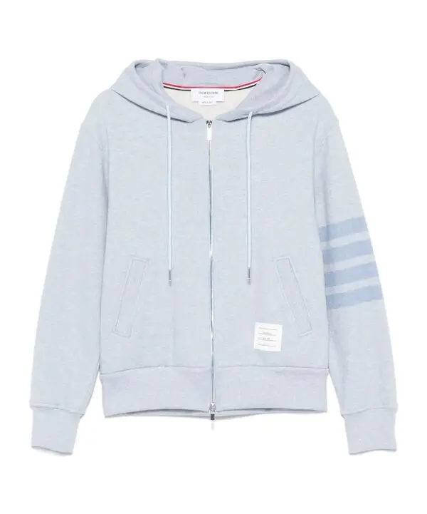 Thom Browne 4-bar Stripe Zip-up Hoodie - Light Blue