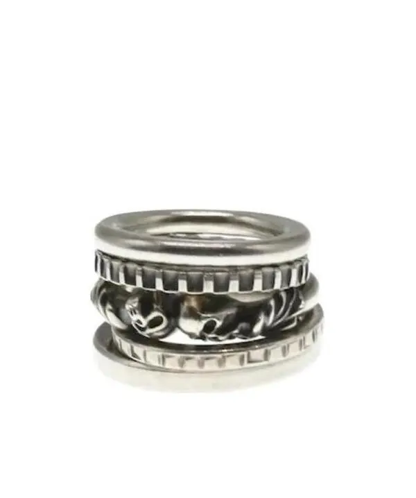 Werkstatt:München Silver Stacked Rings - Multicolor